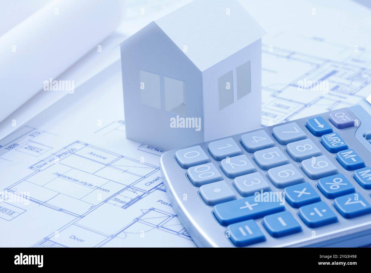 Blueprints architecture model calculator hi-res stock photography and ...