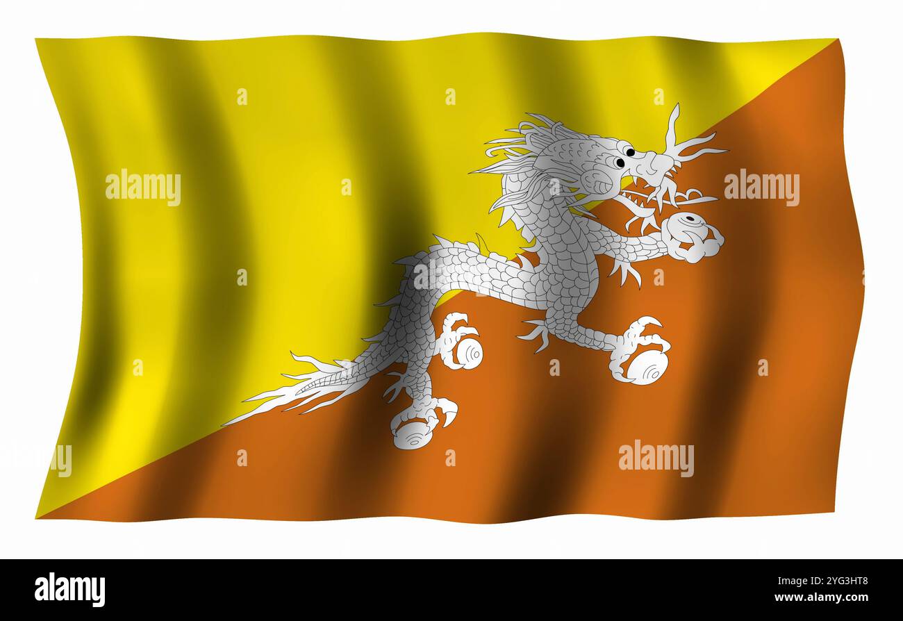 National flag of Bhutan Stock Photo - Alamy