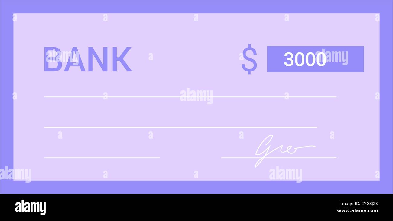 Bank Check Document In Flat Vector Illustration Symbolizing Financial ...