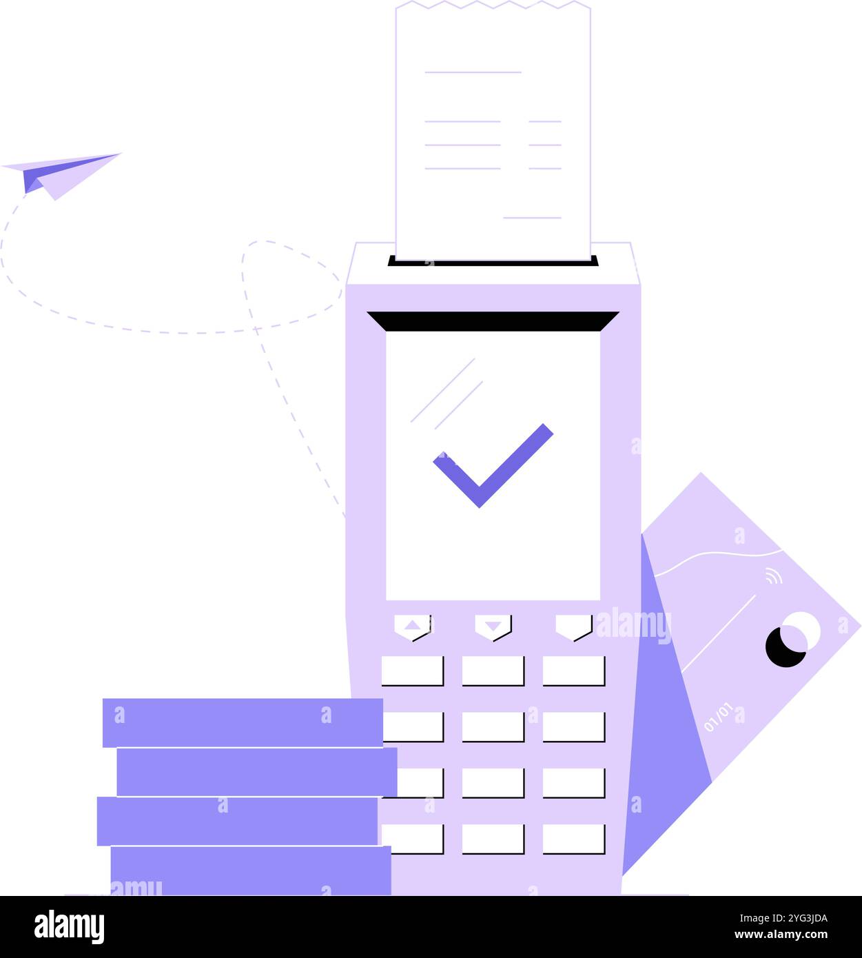Point Of Sale Terminal With Check Mark In Flat Vector Illustration Symbolizing Successful ...