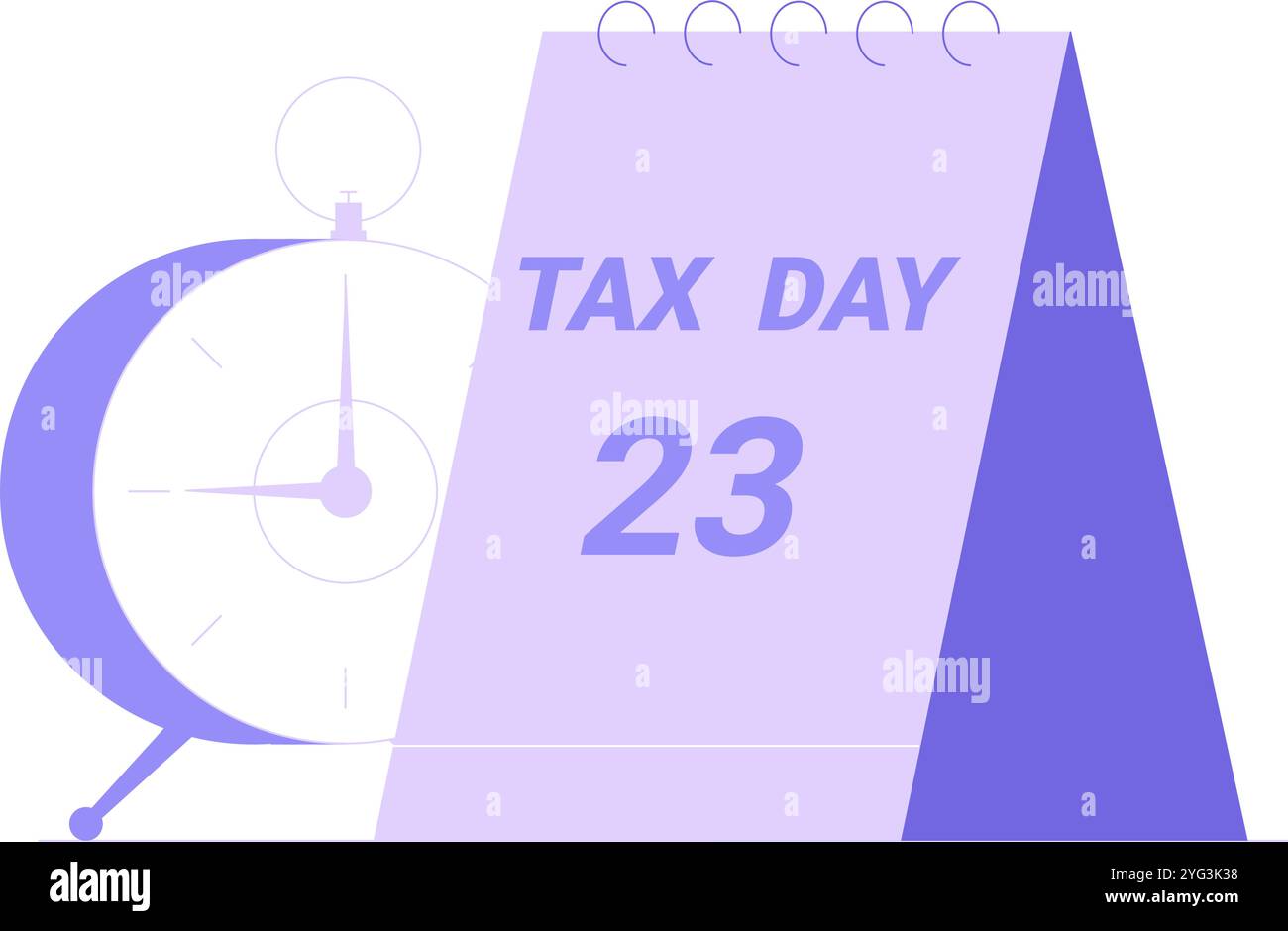 Calendar With Tax Day Reminder And Clock In Flat Vector Illustration ...