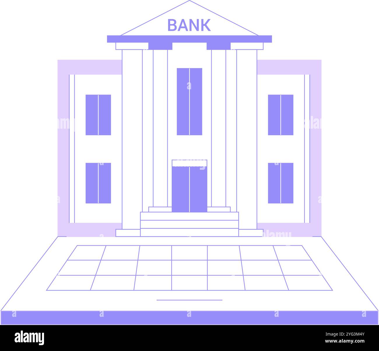 Bank Building In Flat Vector Illustration Symbolizing Financial ...