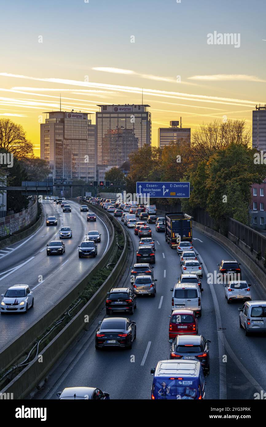 Evening traffic, partly with traffic jams, slow-moving traffic on the ...