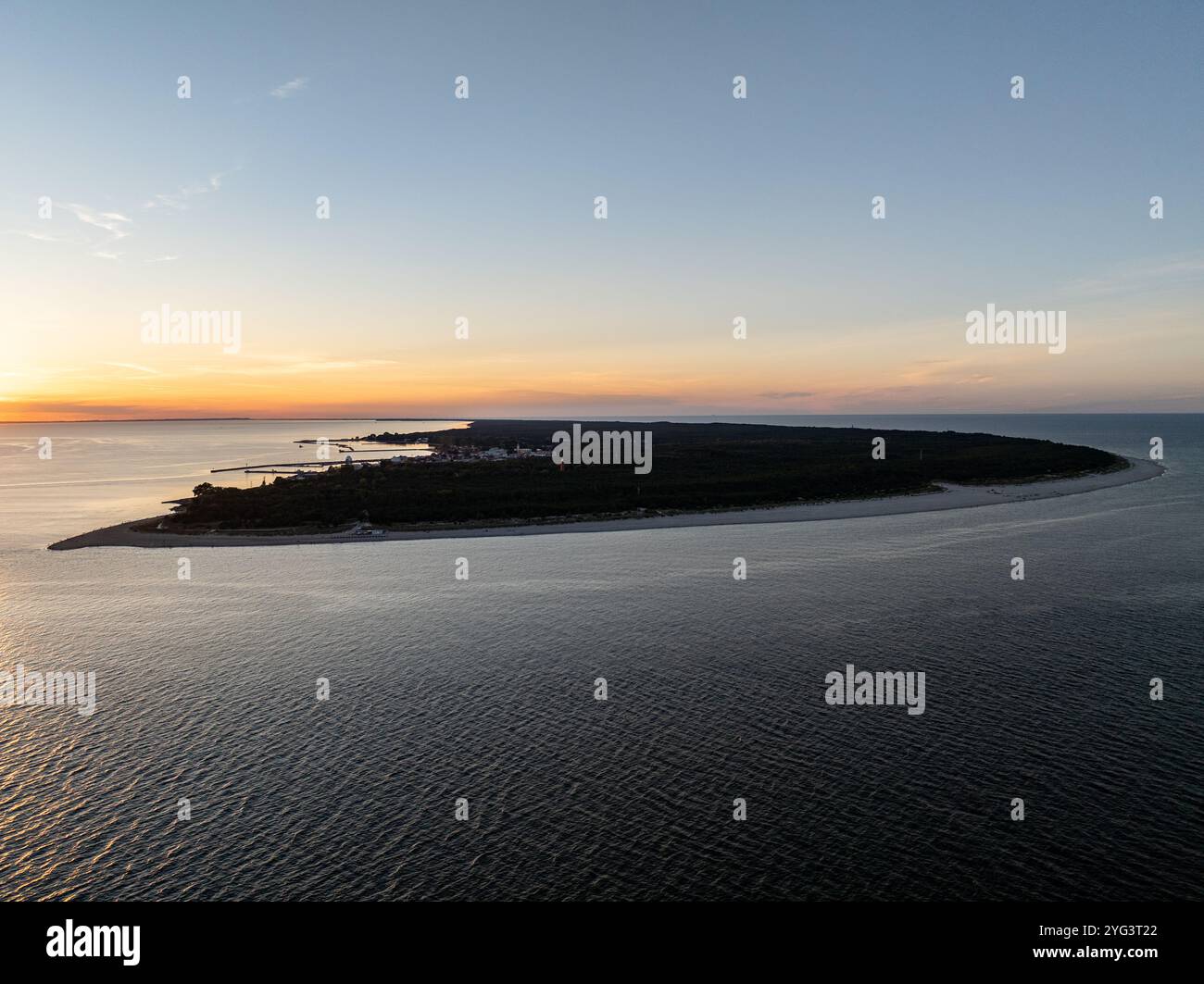 Hel city. Aerial view of Hel Peninsula in Poland, Baltic Sea and Puck ...