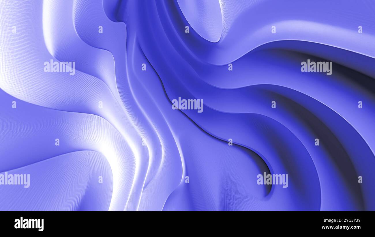 Illustration of blue background with interlaced wavy shaped layers and ...