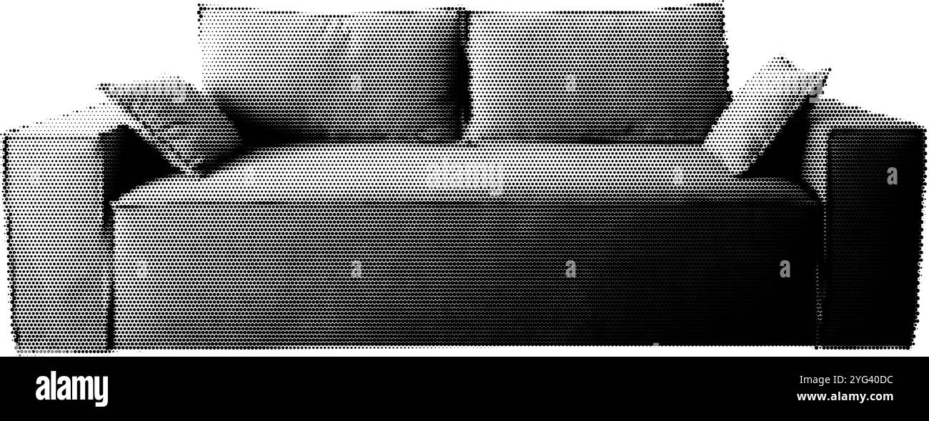 Halftone dotted sofa for trendy y2k retro collage. Vector photocopy ...