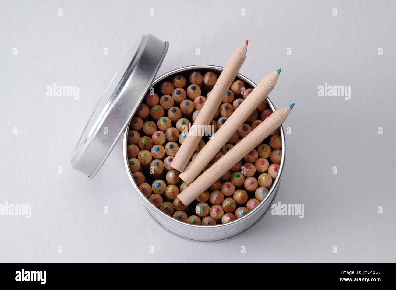 Coloured pencil can Stock Photo - Alamy