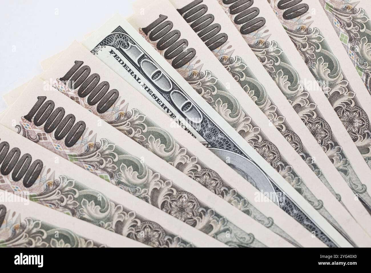 100 dollar notes and 10,000 yen notes Stock Photo - Alamy