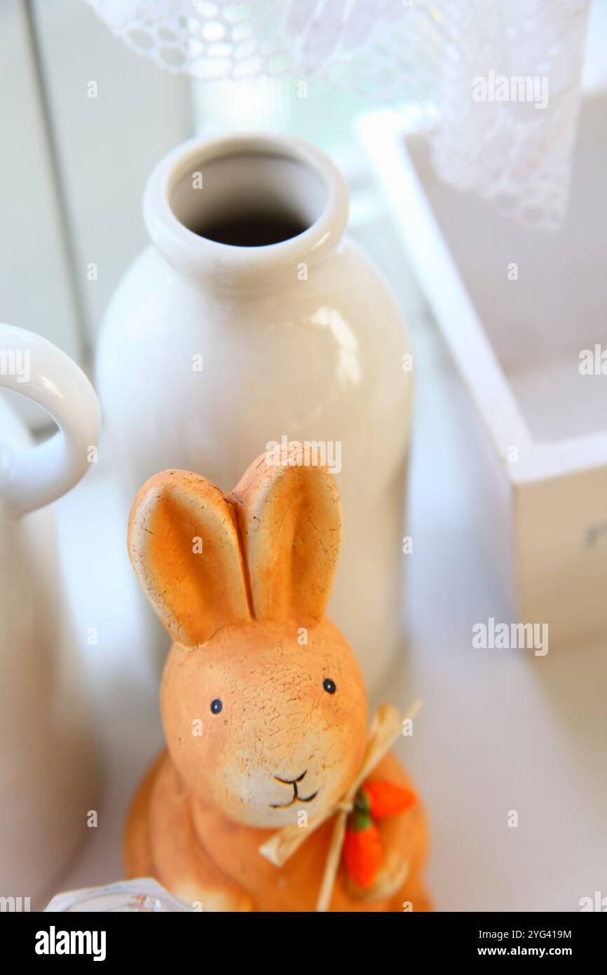 Ceramic rabbit and milk bottle Stock Photo - Alamy