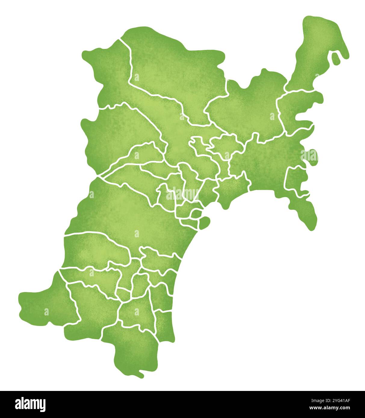 Map of Miyagi Prefecture with boundaries Stock Photo - Alamy