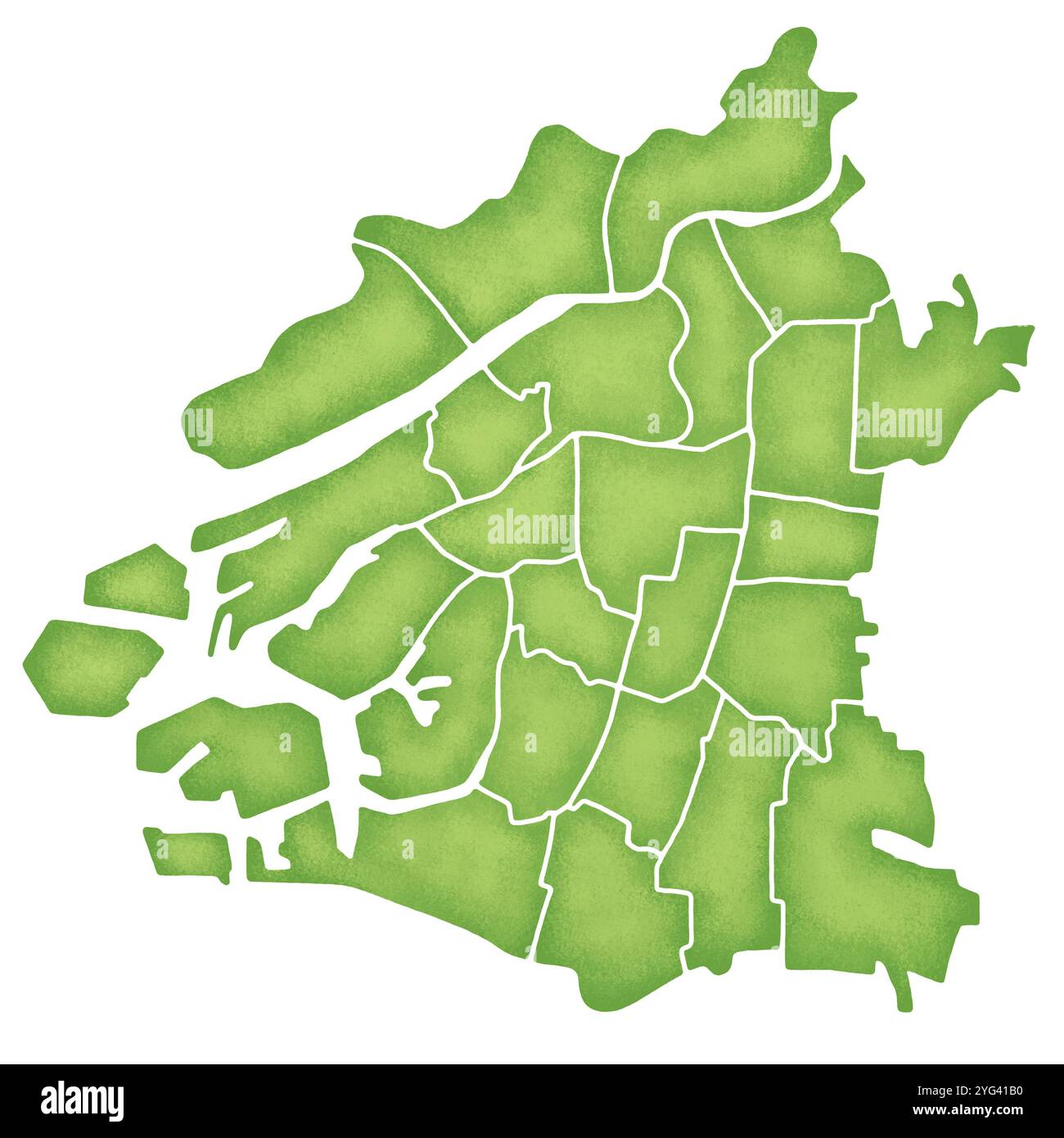 Map of Osaka City with boundaries Stock Photo - Alamy