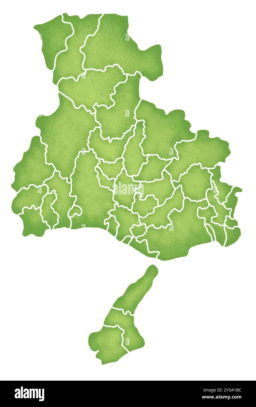 Map of Hyogo Prefecture with boundaries Stock Photo - Alamy