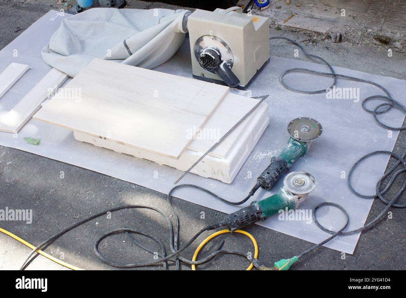 Interior work sander and dust suction machine Stock Photo - Alamy