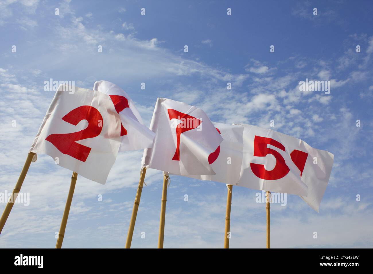 Flags of the order of prize-winning athletics events fluttering in the ...