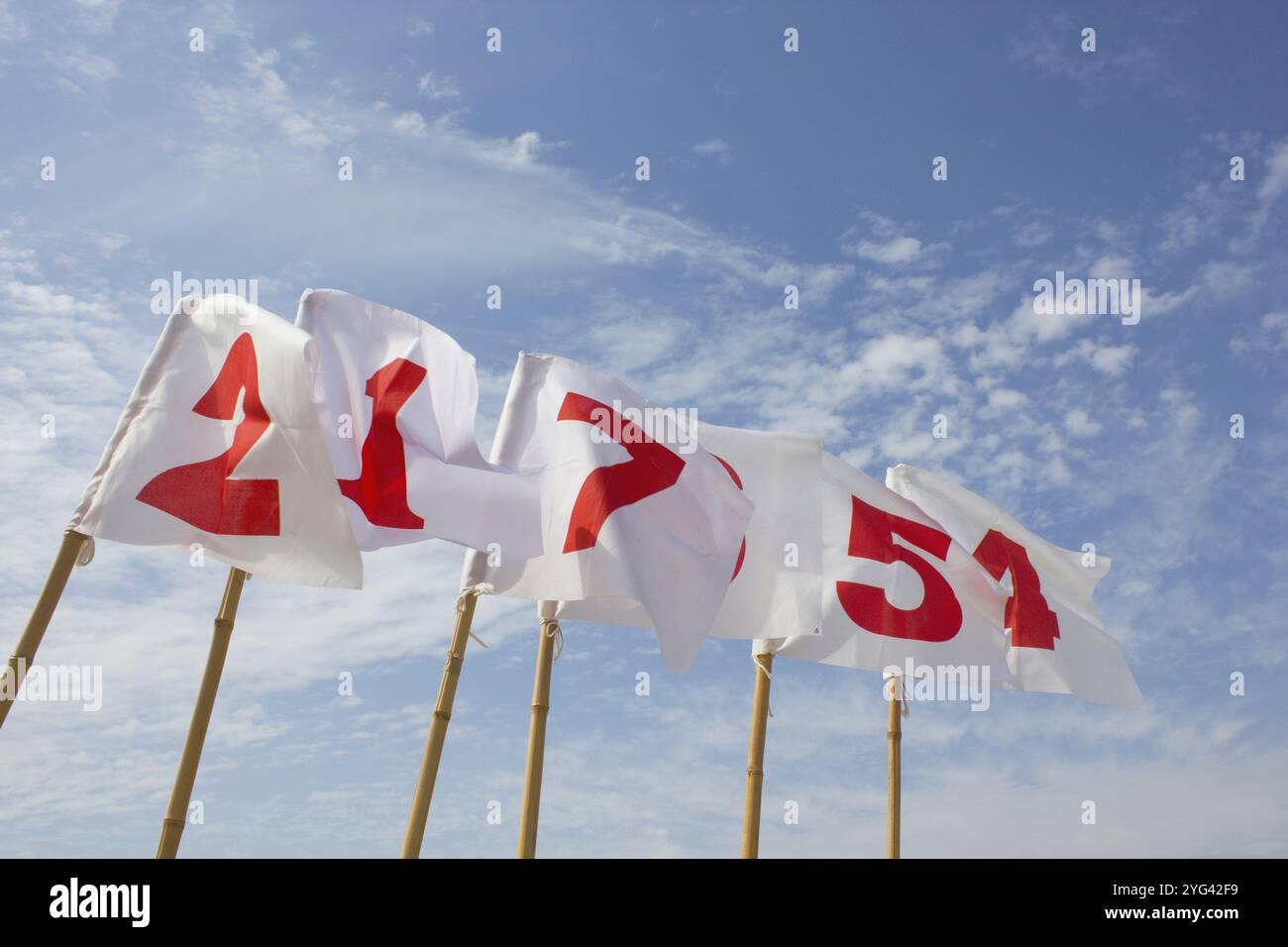 Flags of the order of prize-winning athletics events fluttering in the ...