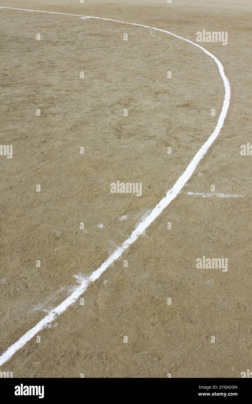 White lines on the curve of the ground at a sports day Stock Photo - Alamy
