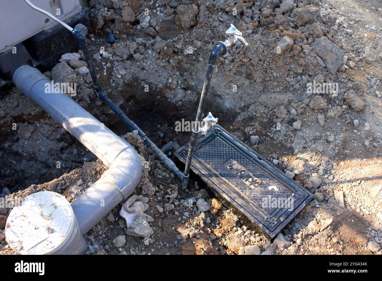 Water supply works on residential sites Stock Photo - Alamy