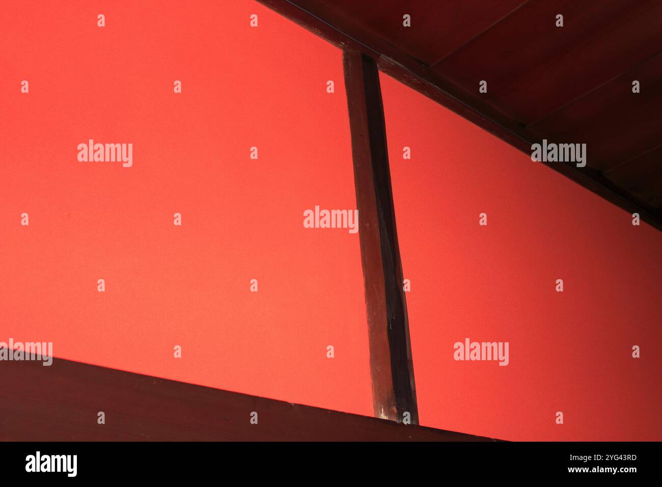 Red wall in Japanese-style room in old minka house Stock Photo - Alamy