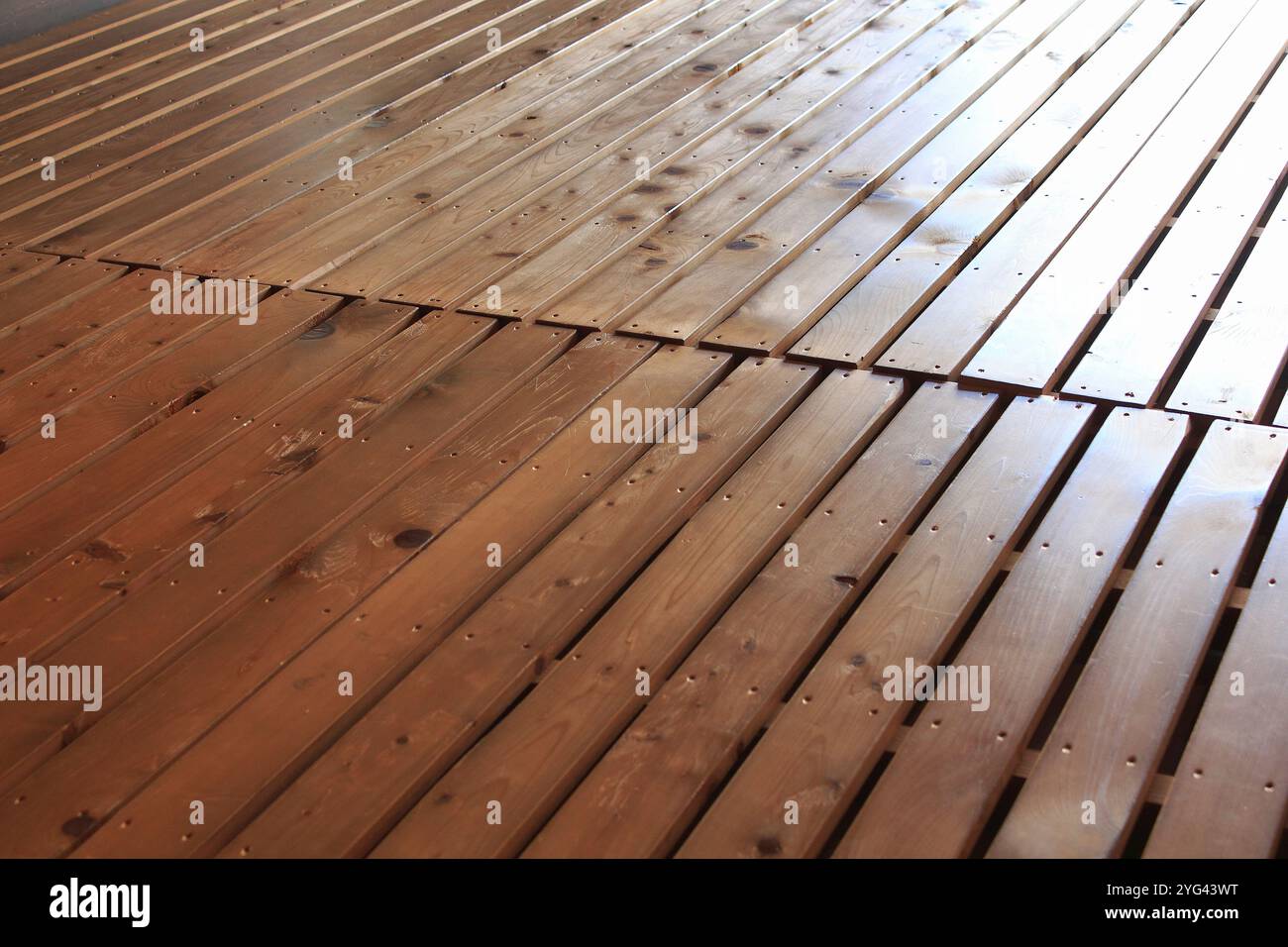 Wooden slatted floor Stock Photo - Alamy