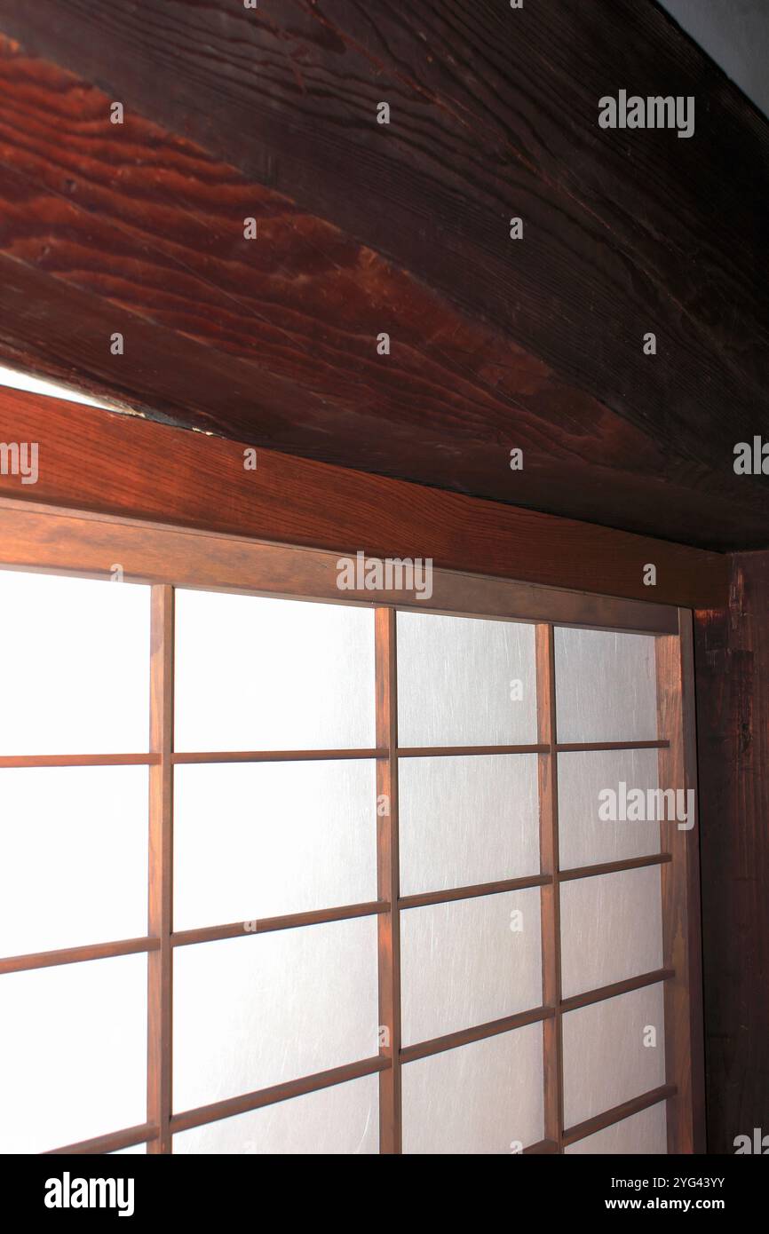 Shoji and large beams in Japanese-style room Stock Photo - Alamy