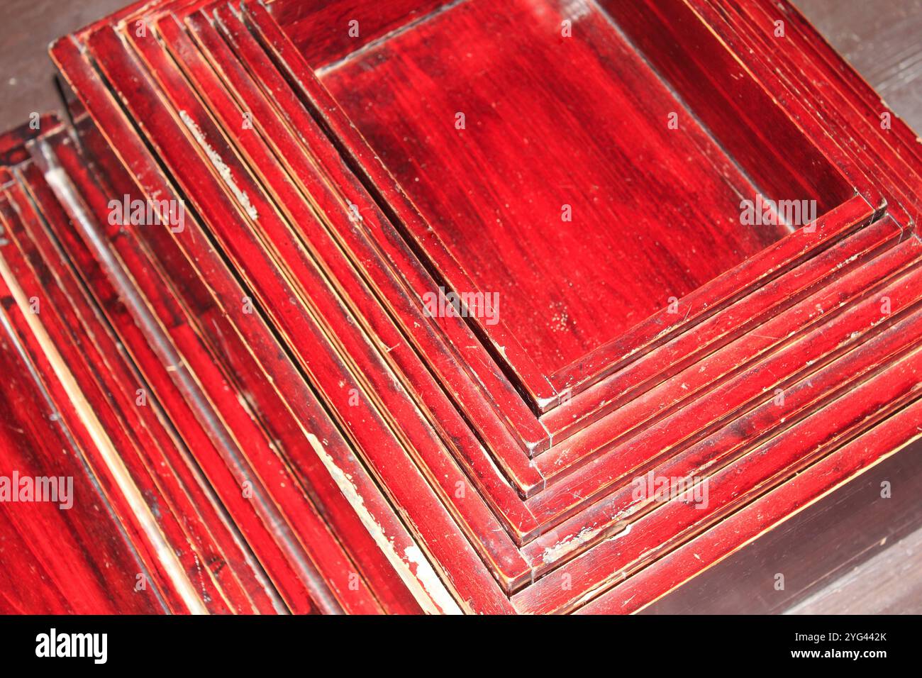 Stacked trays of lacquerware Stock Photo - Alamy
