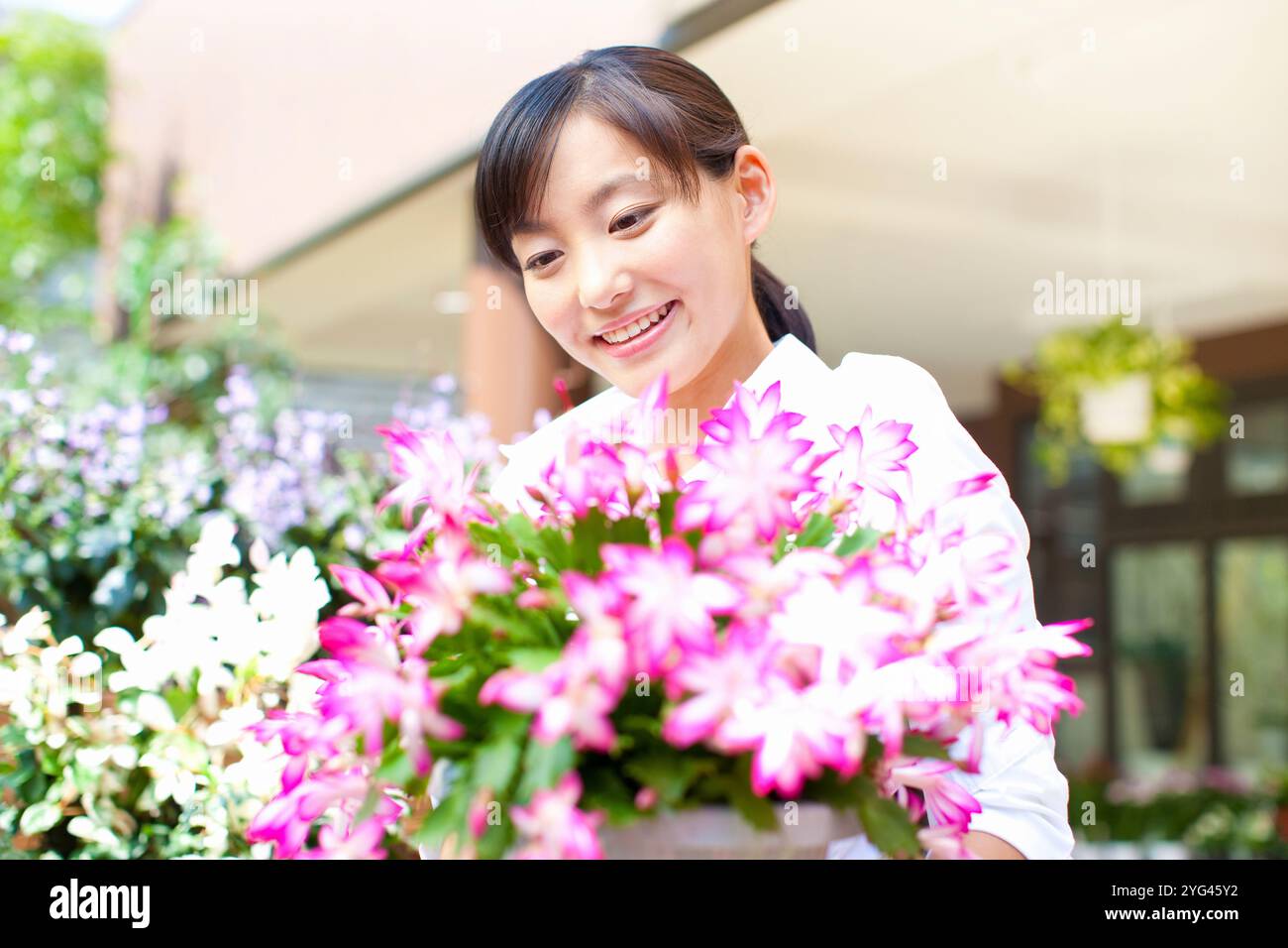 Female florist shop assistant Stock Photo - Alamy