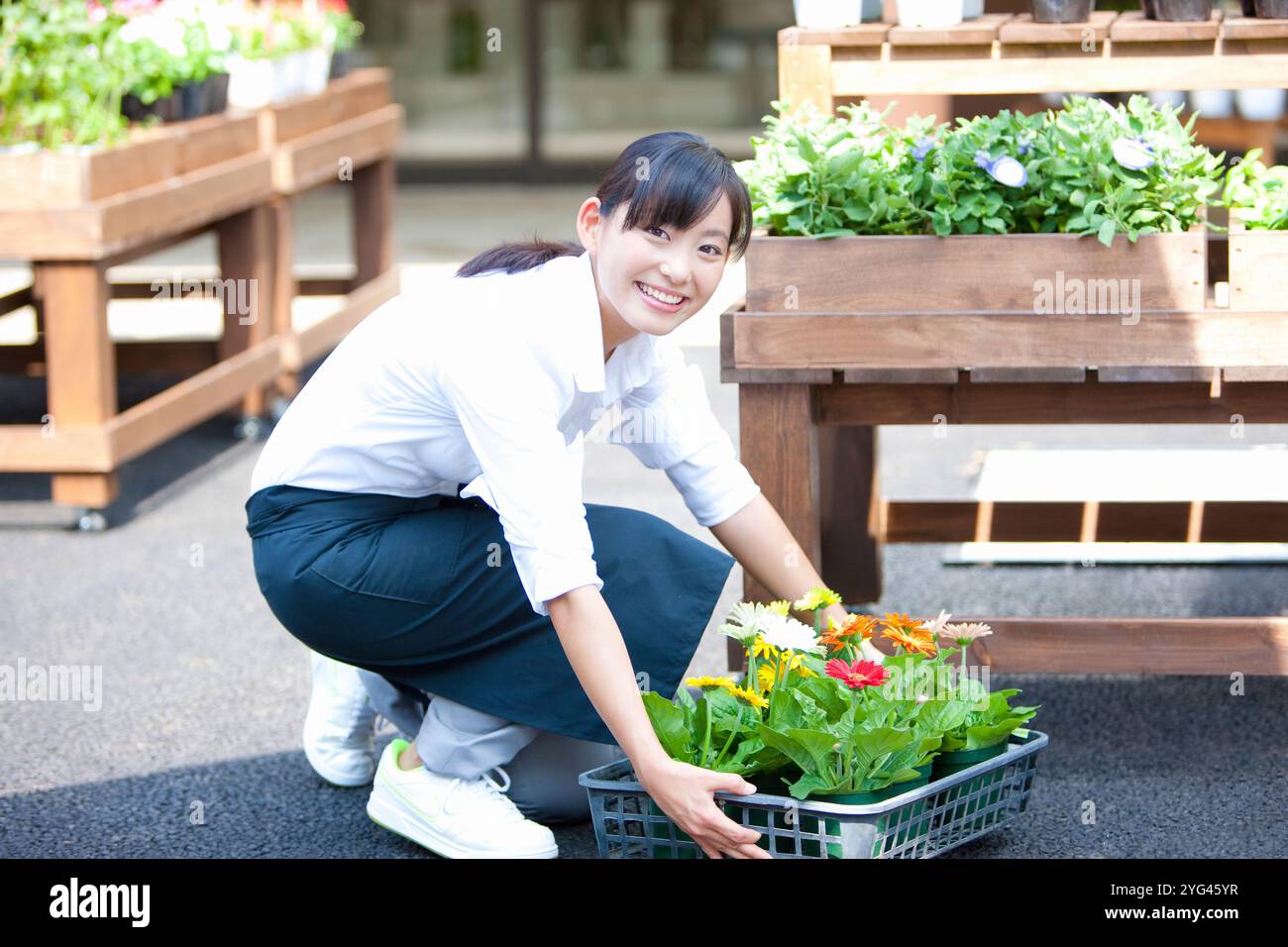 Female florist shop assistant Stock Photo - Alamy