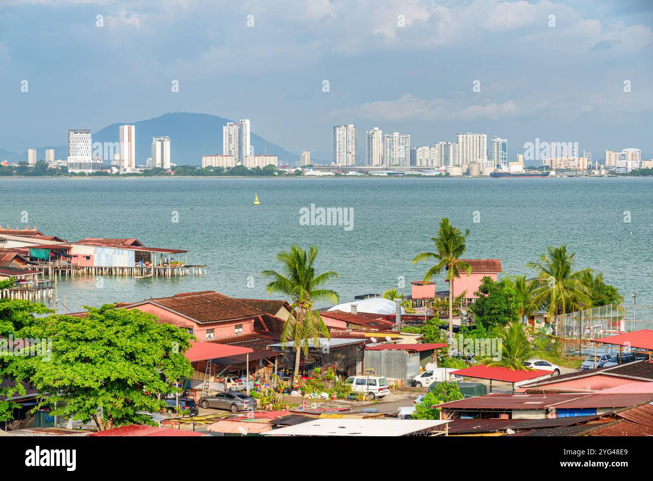 Scenic coastline of George Town at Penang Island in Malaysia Stock ...
