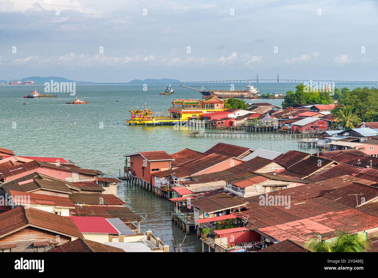 Scenic coastline of George Town at Penang Island in Malaysia Stock ...