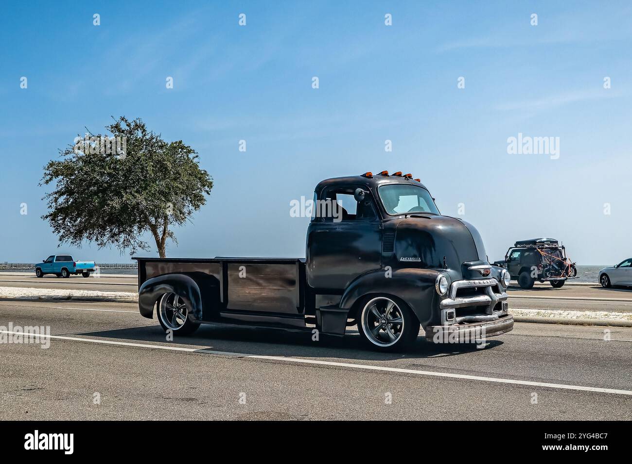 Gulfport, MS - October 04, 2023: Wide angle front corner view of a 1954 ...