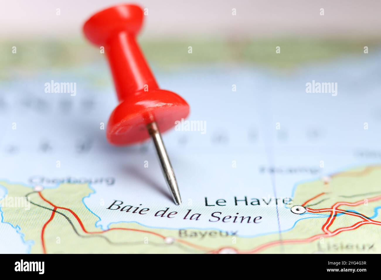 Baie de la Seine, France pin on map Stock Photo - Alamy
