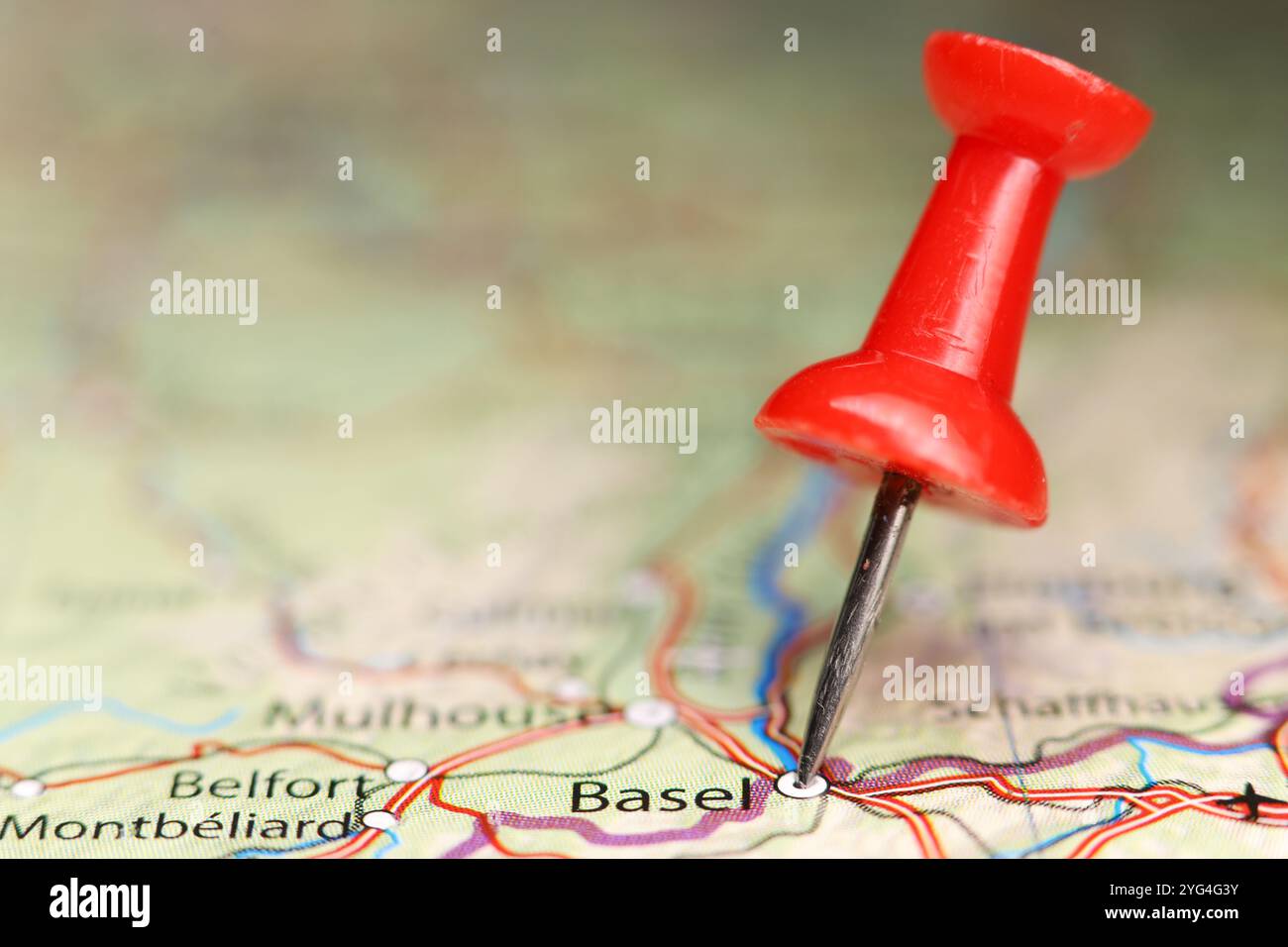 Basel, France pin on map Stock Photo - Alamy