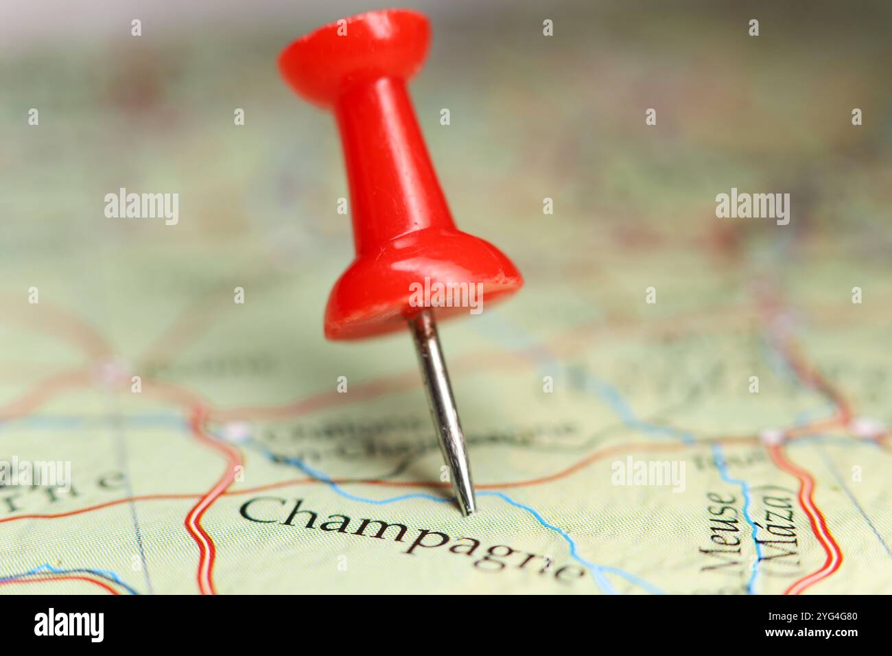 Champagne, France pin on map Stock Photo - Alamy