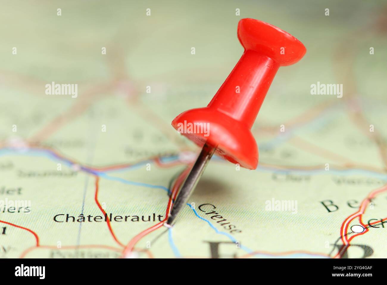 Chatellerault, France pin on map Stock Photo - Alamy