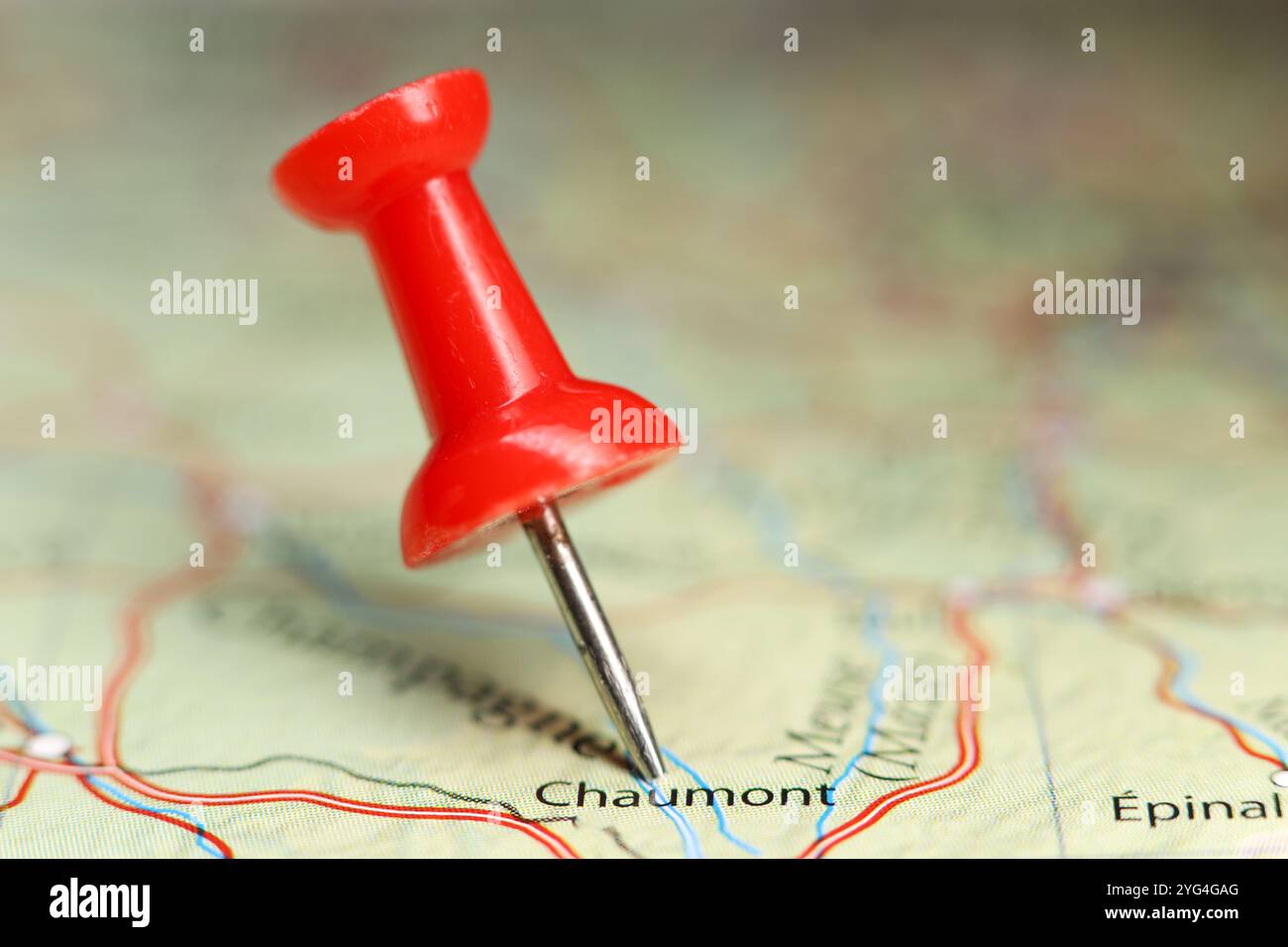 Chaumont, France pin on map Stock Photo - Alamy