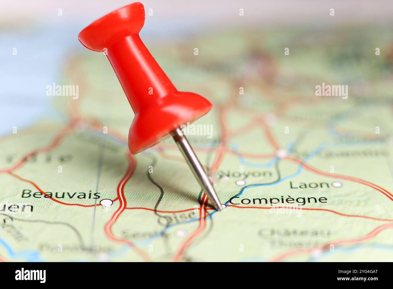Compiegne, France pin on map Stock Photo - Alamy