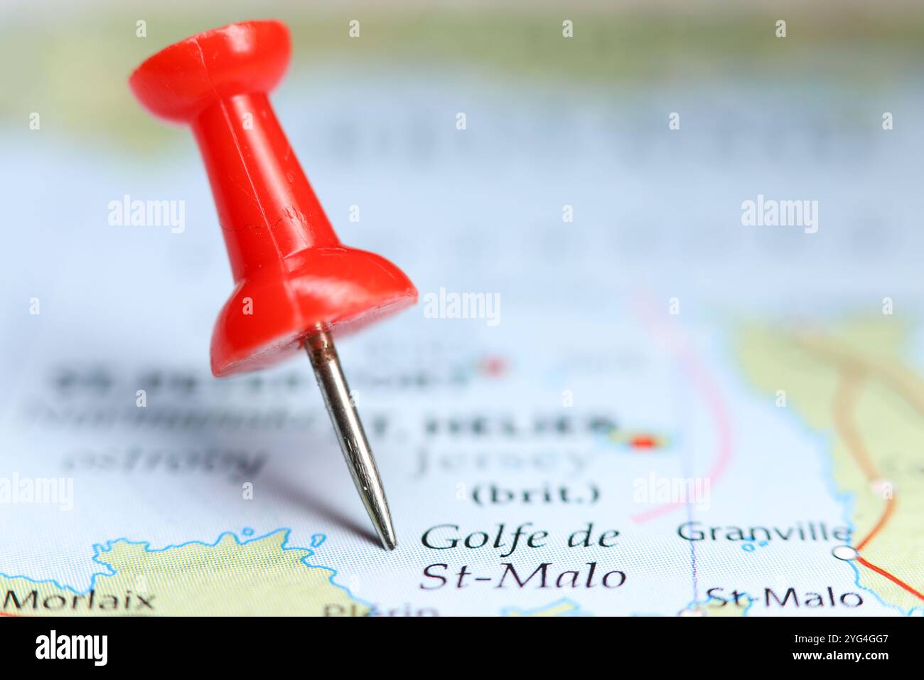 Golfe de St Malo, France pin on map Stock Photo - Alamy