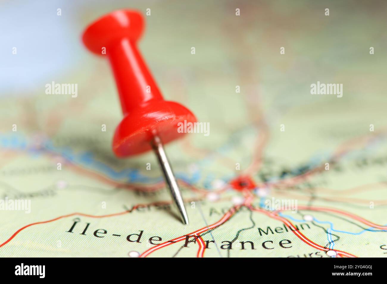 Ile de France, France pin on map Stock Photo - Alamy