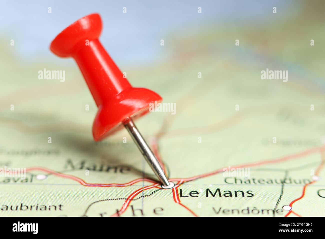 Le Mans, France pin on map Stock Photo - Alamy