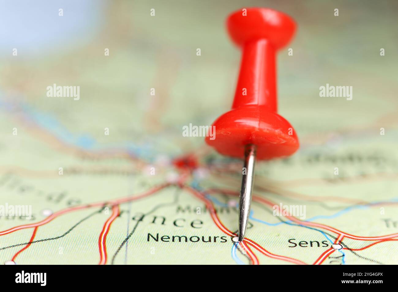 Nemours, France pin on map Stock Photo - Alamy