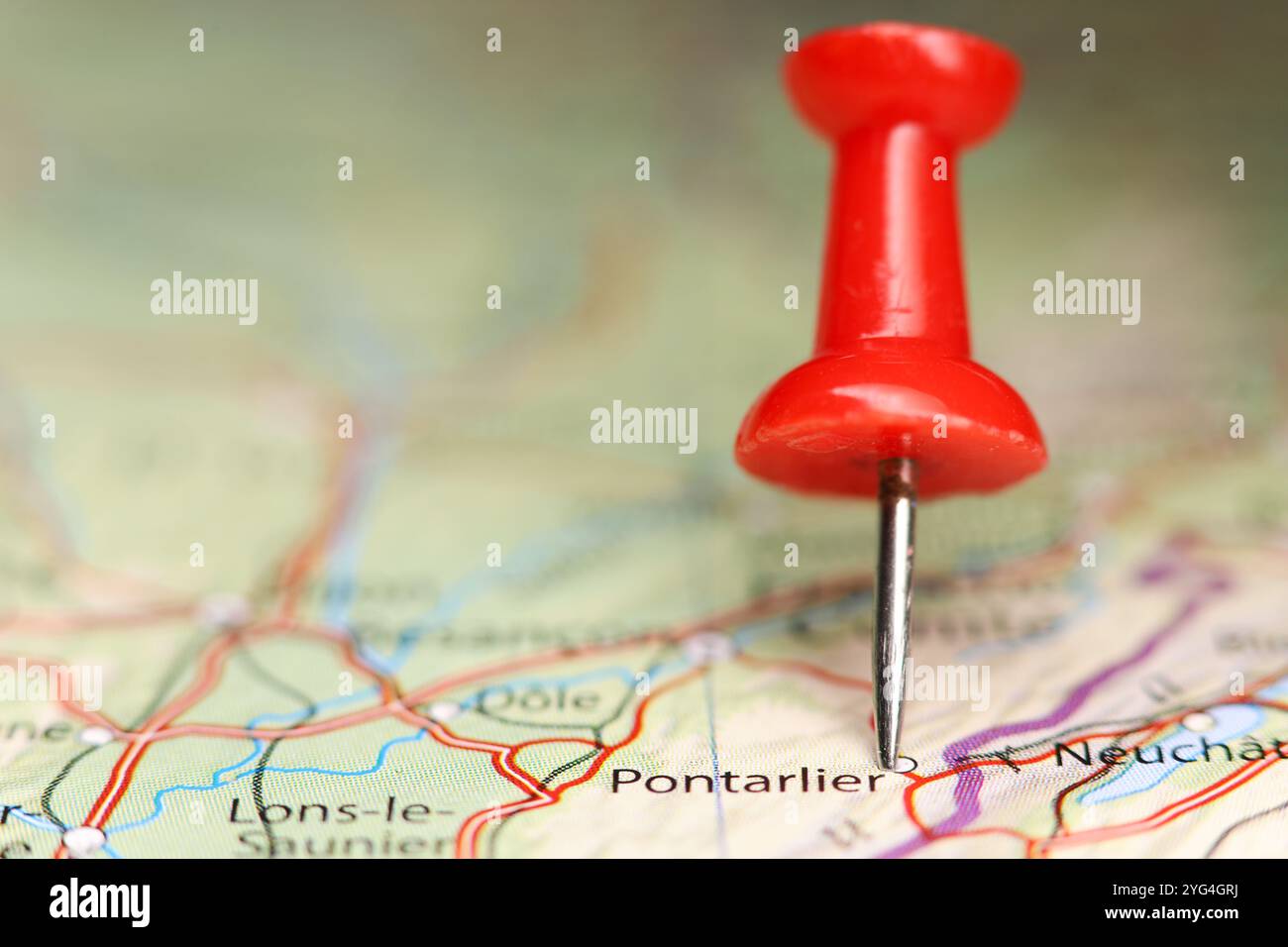 Pontarlier, France pin on map Stock Photo - Alamy