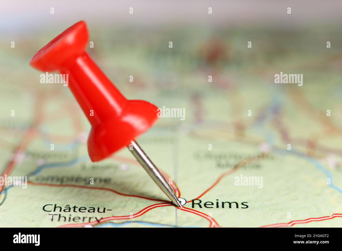 Reims, France pin on map Stock Photo - Alamy