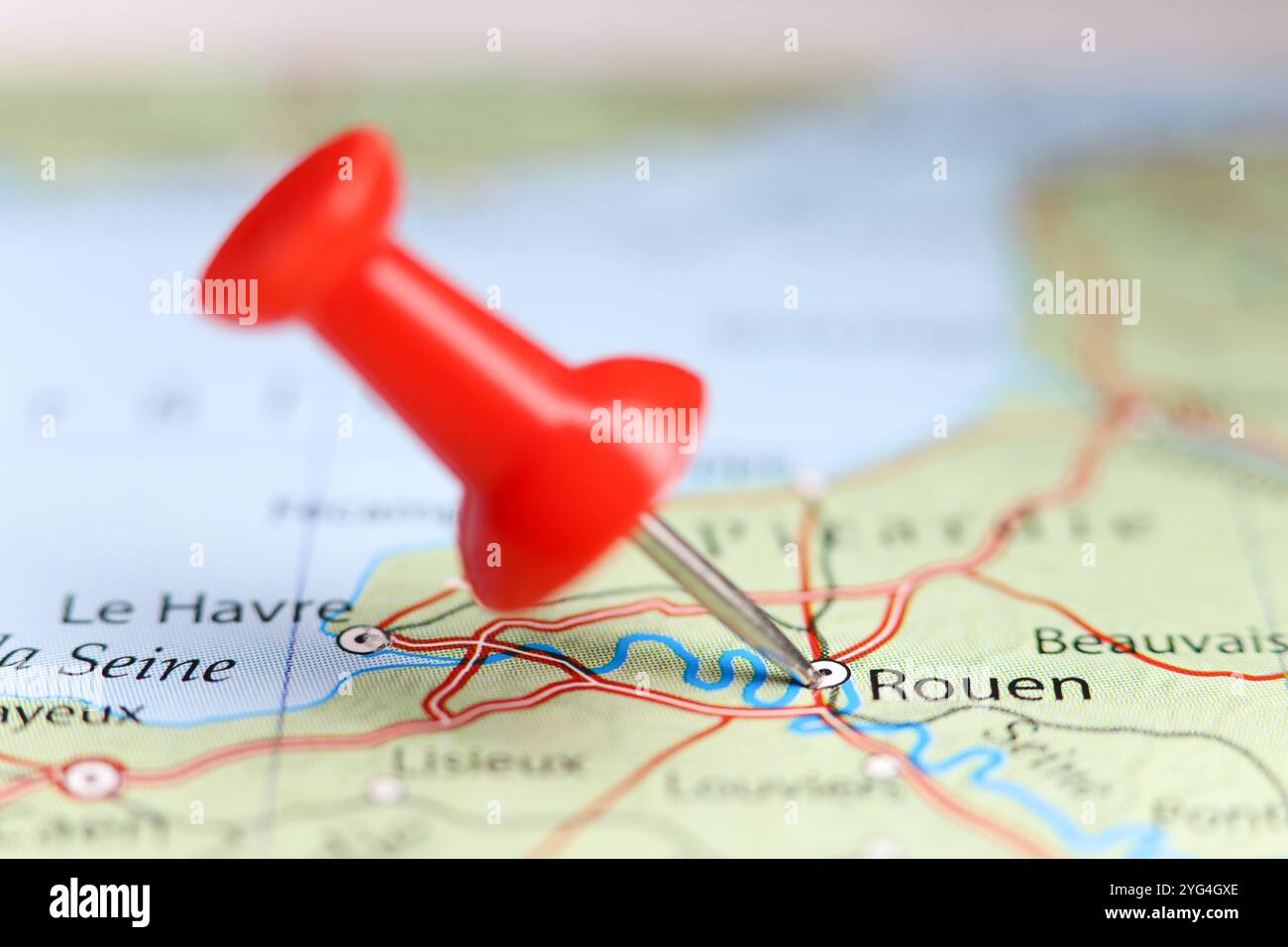 Rouen, France pin on map Stock Photo - Alamy
