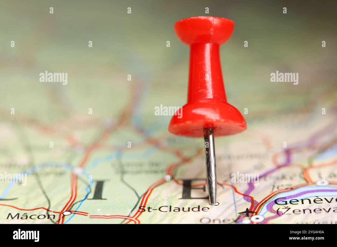 St Claude, France pin on map Stock Photo - Alamy