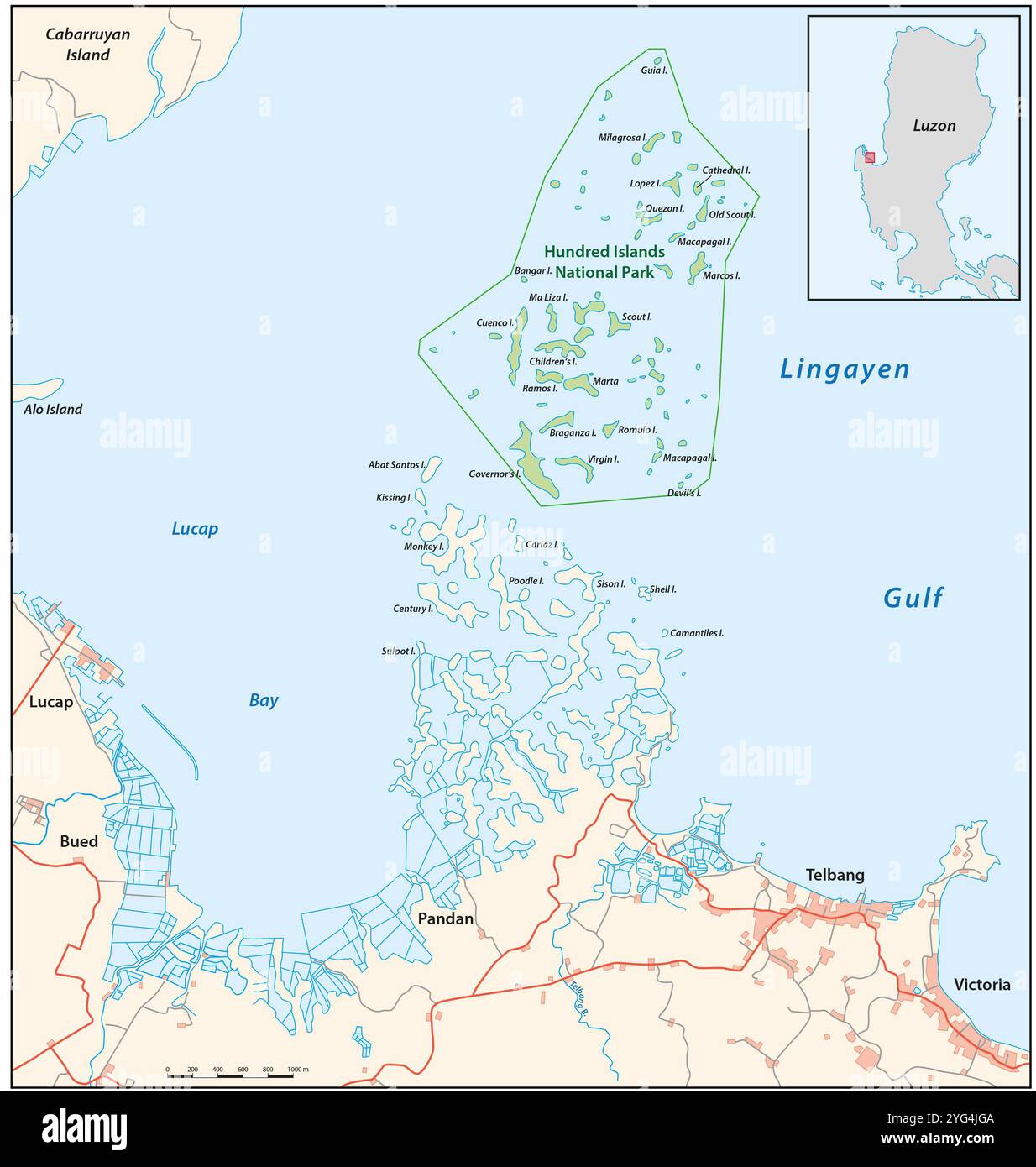 Map of the Hundred Islands region of the Philippines Stock Photo - Alamy