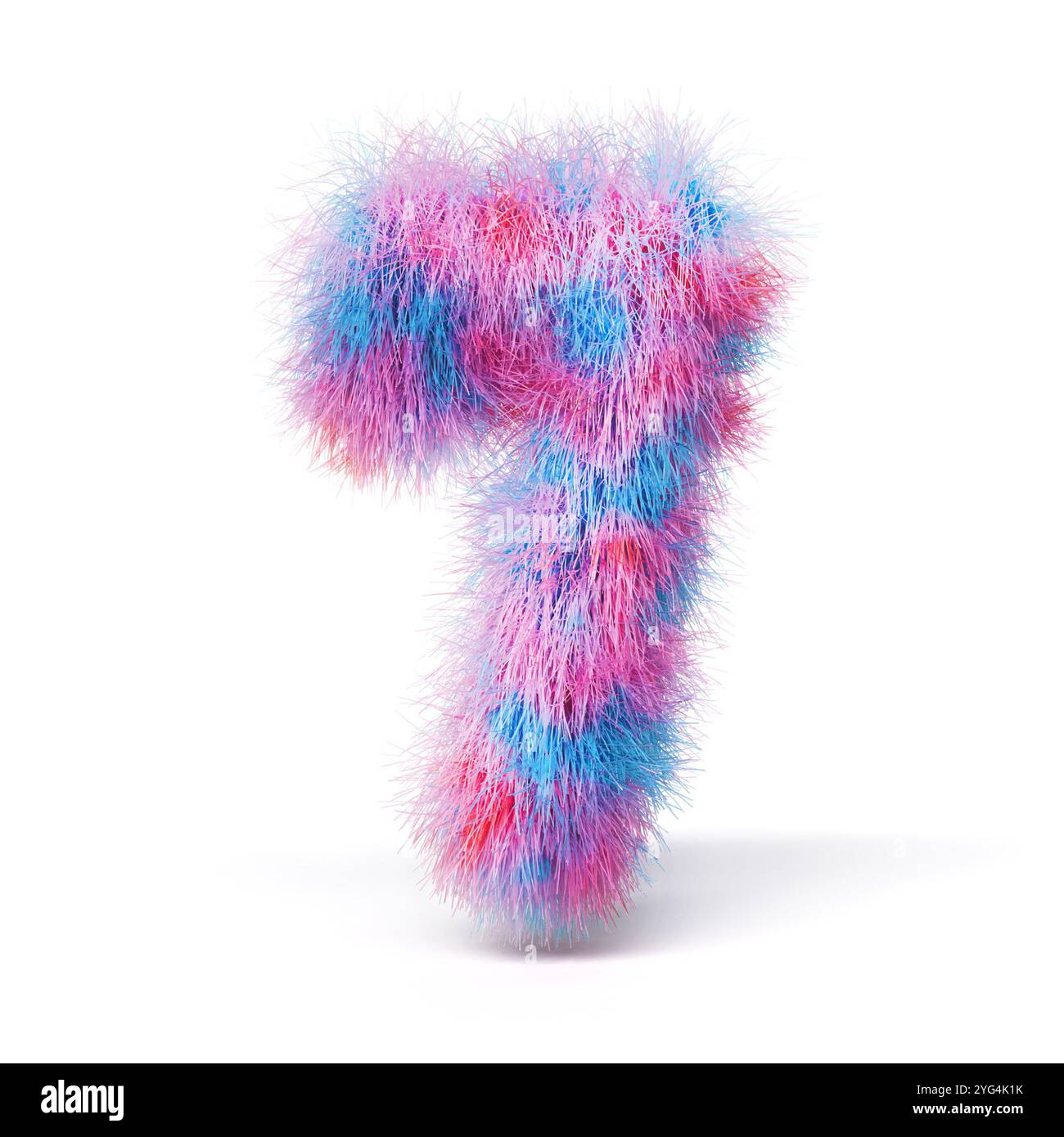 Blue pink fur font Number 7 SEVEN 3D rendering illustration isolated on ...