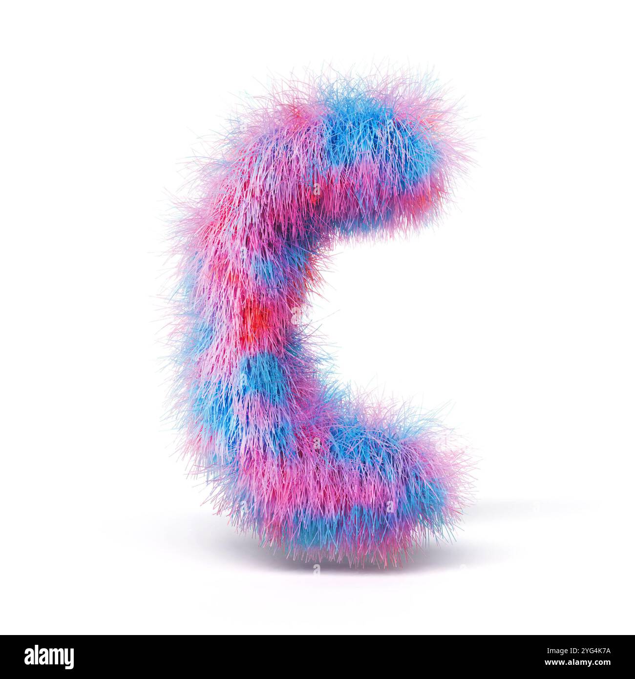 Blue pink fur font Letter C 3D rendering illustration isolated on white ...
