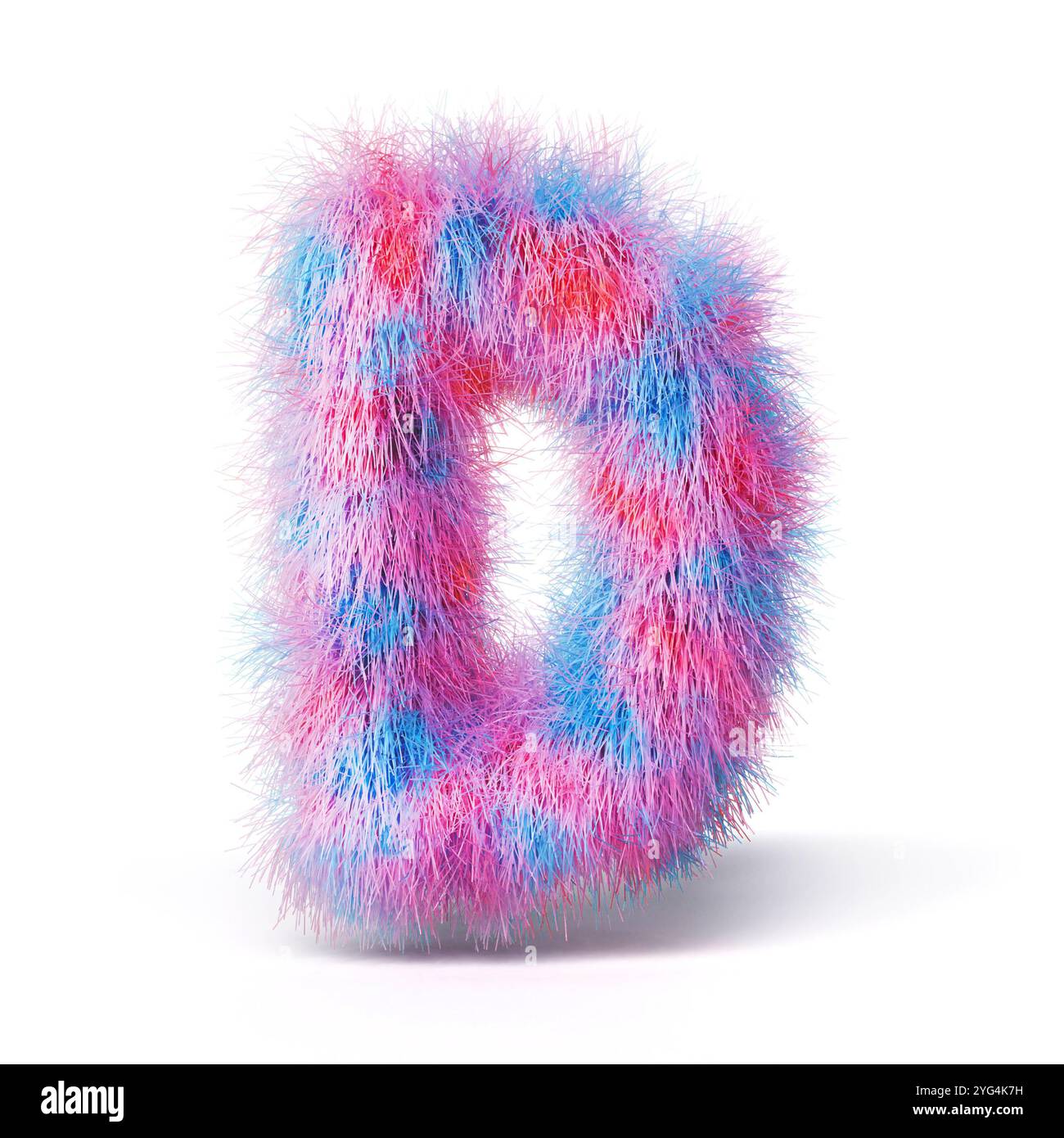 Blue pink fur font Letter D 3D rendering illustration isolated on white ...