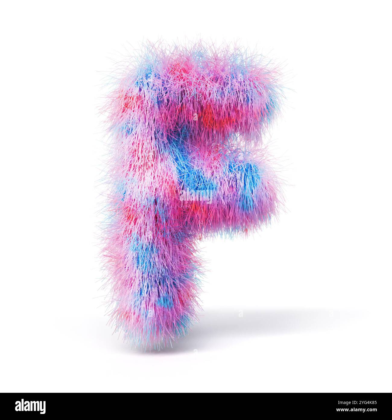 Blue pink fur font Letter F 3D rendering illustration isolated on white ...