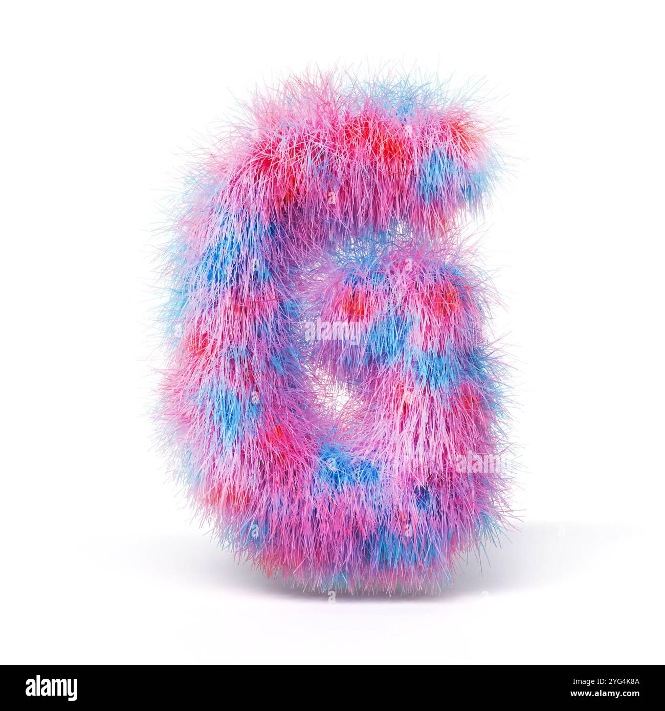 Blue pink fur font Letter G 3D rendering illustration isolated on white ...